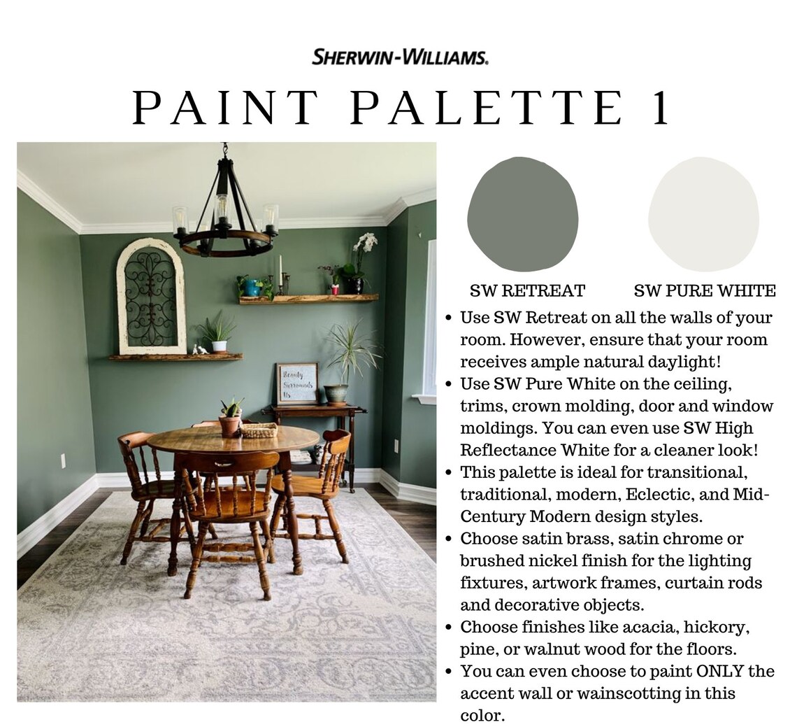 Sherwin Williams RETREAT Paint Color Palette RETREAT - Etsy Canada