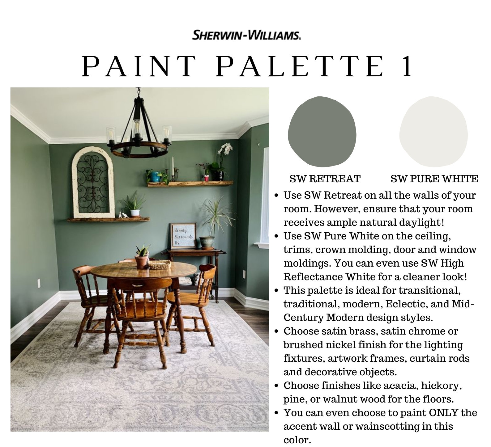 Sherwin Williams RETREAT Paint Color Palette RETREAT - Etsy