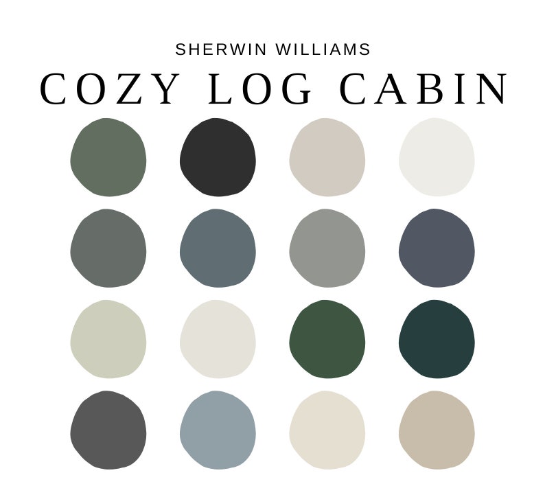 LOG CABIN Sherwin Williams Paint Palette, Log Cabin Paint Colors, Lake ...
