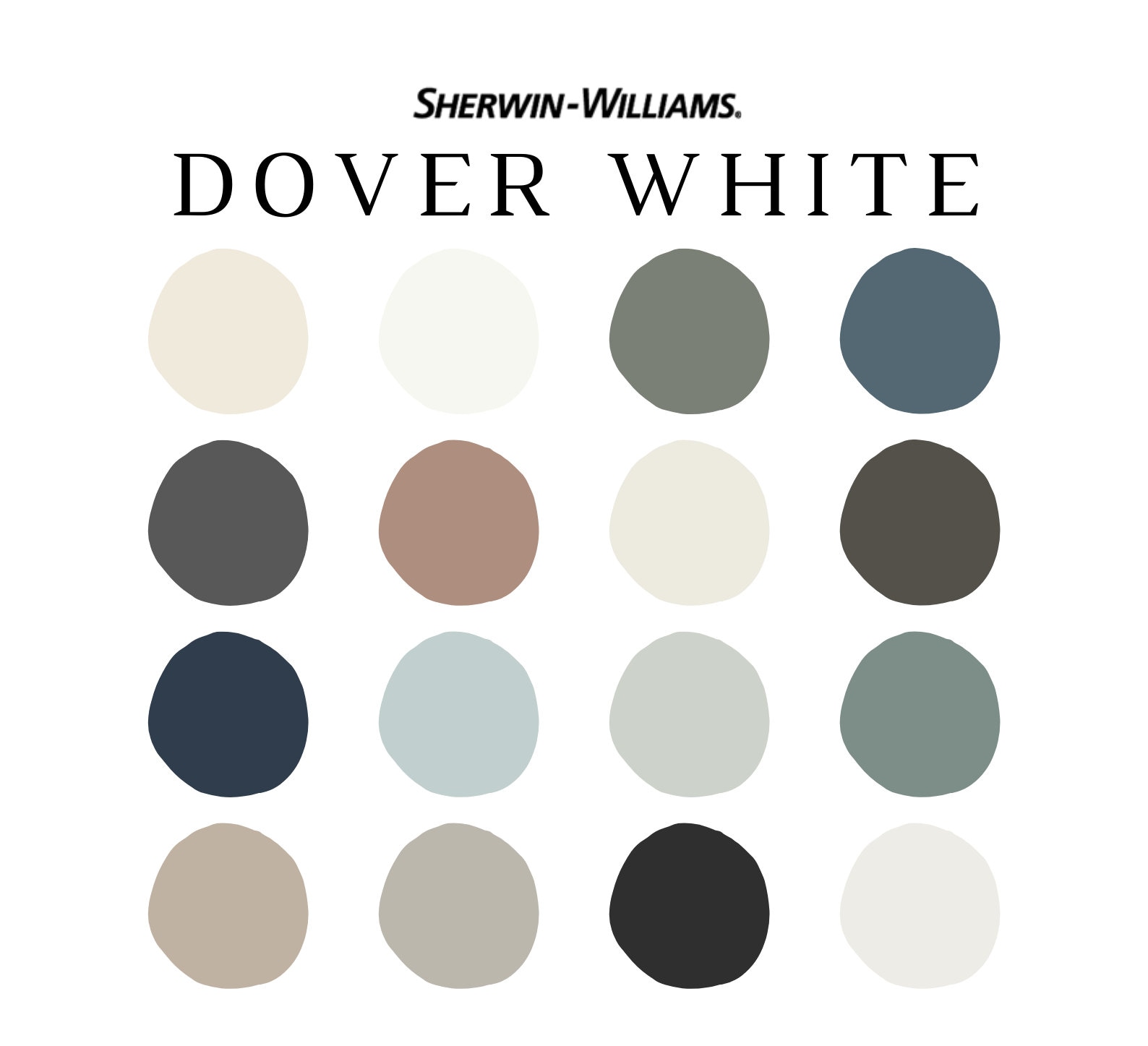 Sherwin Williams DOVER WHITE Color Palette Warm Neutrals - Etsy