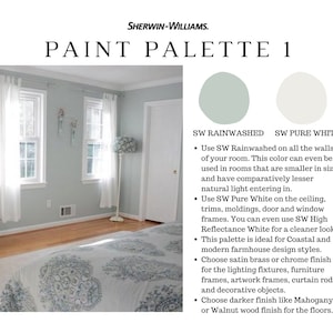 Sherwin Williams RAINWASHED Color Palette Beach House Colors - Etsy
