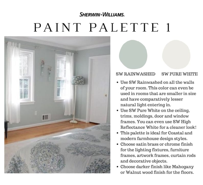 Sherwin Williams RAINWASHED Color Palette Beach House Colors - Etsy