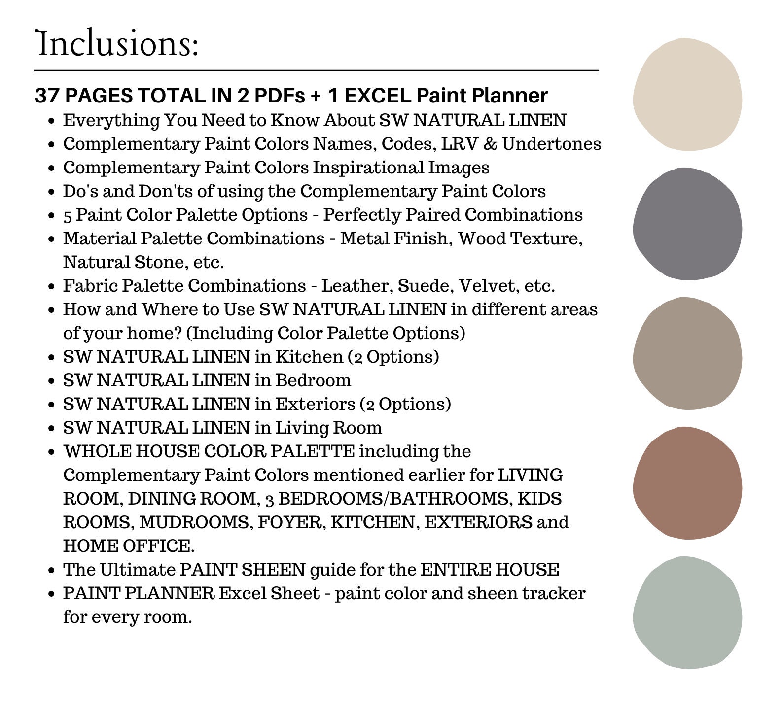 Sherwin Williams NATURAL LINEN Color Palette, Neutral Paint Color ...
