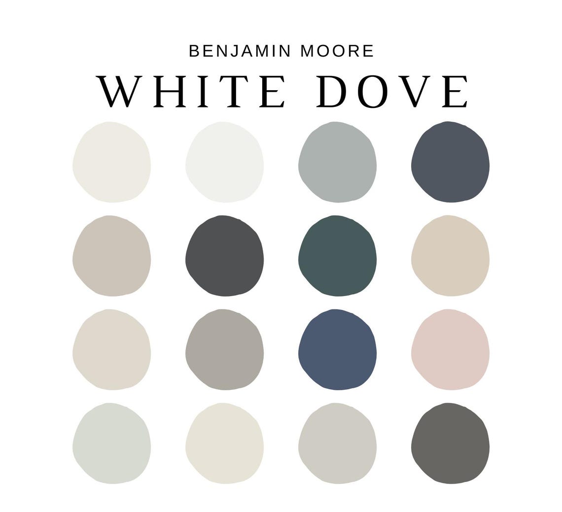 WHITE DOVE Benjamin Moore Color Palette, Modern Color Scheme, White ...