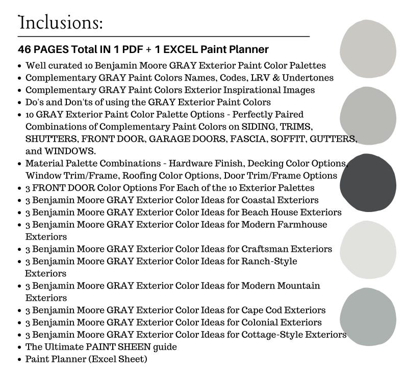 GRAY EXTERIOR Benjamin Moore Color Palette, Black Exterior House Colors, Exterior House Paint ...