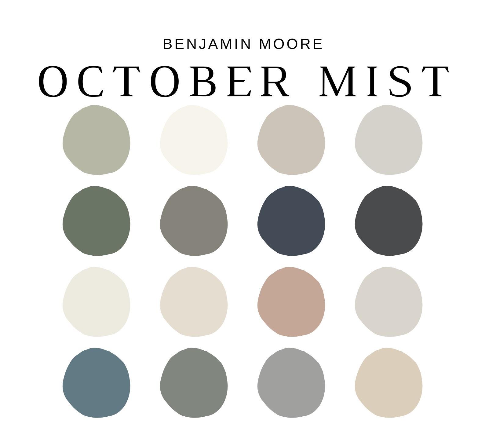 Benjamin Moore OCTOBER MIST Color Palette, Best-selling Neutral, BM ...