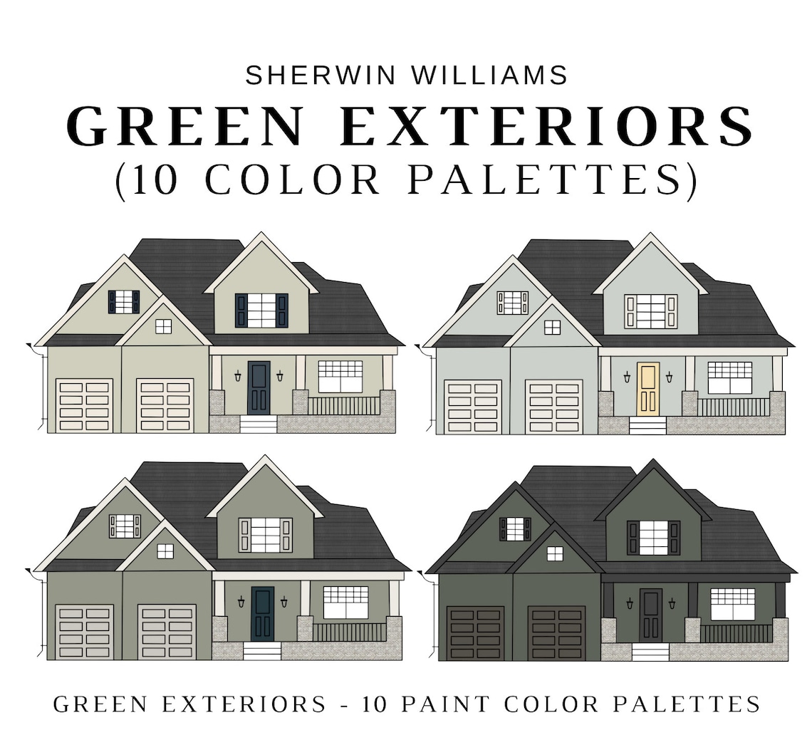 GREEN EXTERIOR Sherwin Williams Color Palette, Green-gray Exterior ...