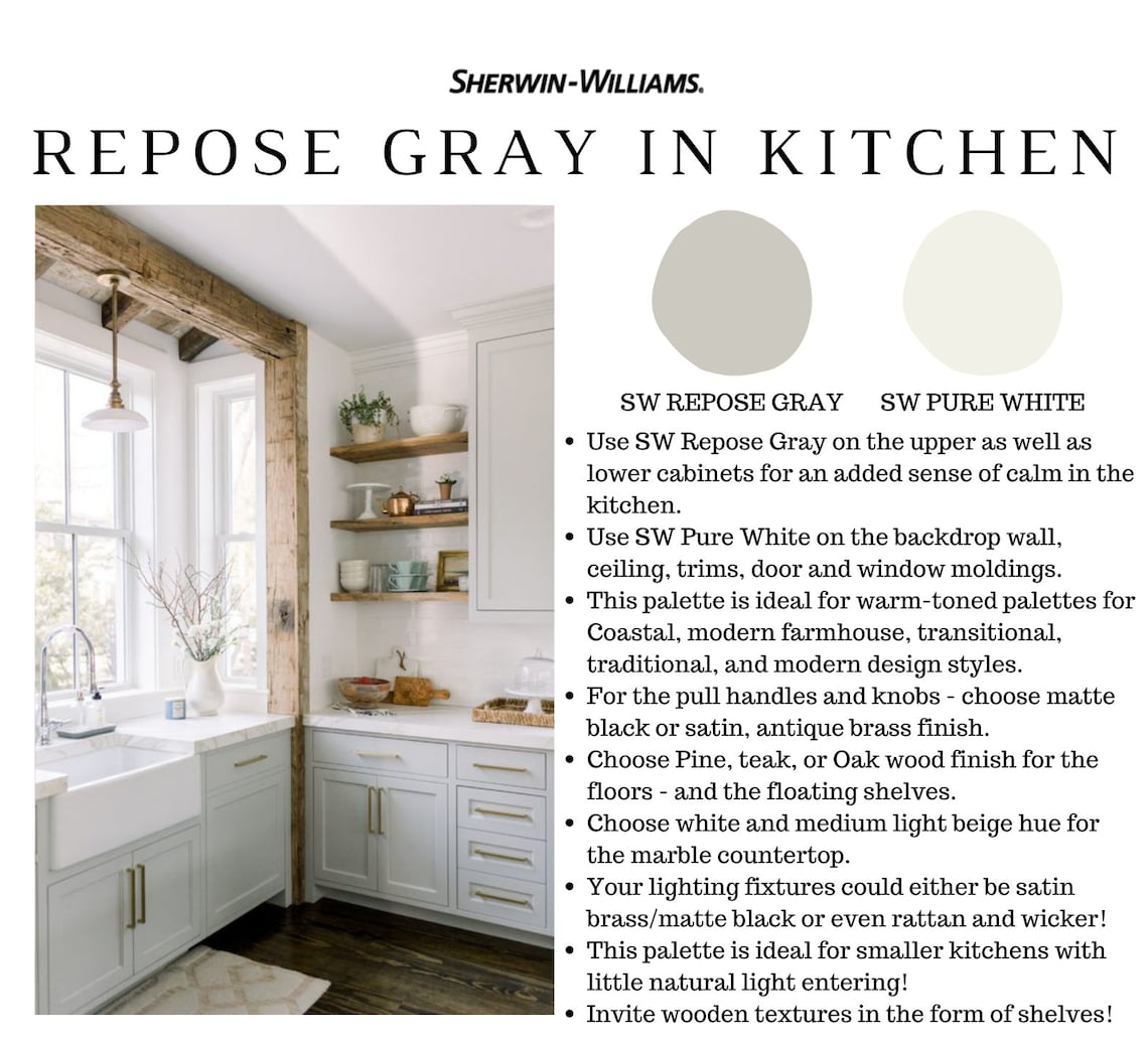 Sherwin Williams REPOSE GRAY Color Palette Repose Gray - Etsy