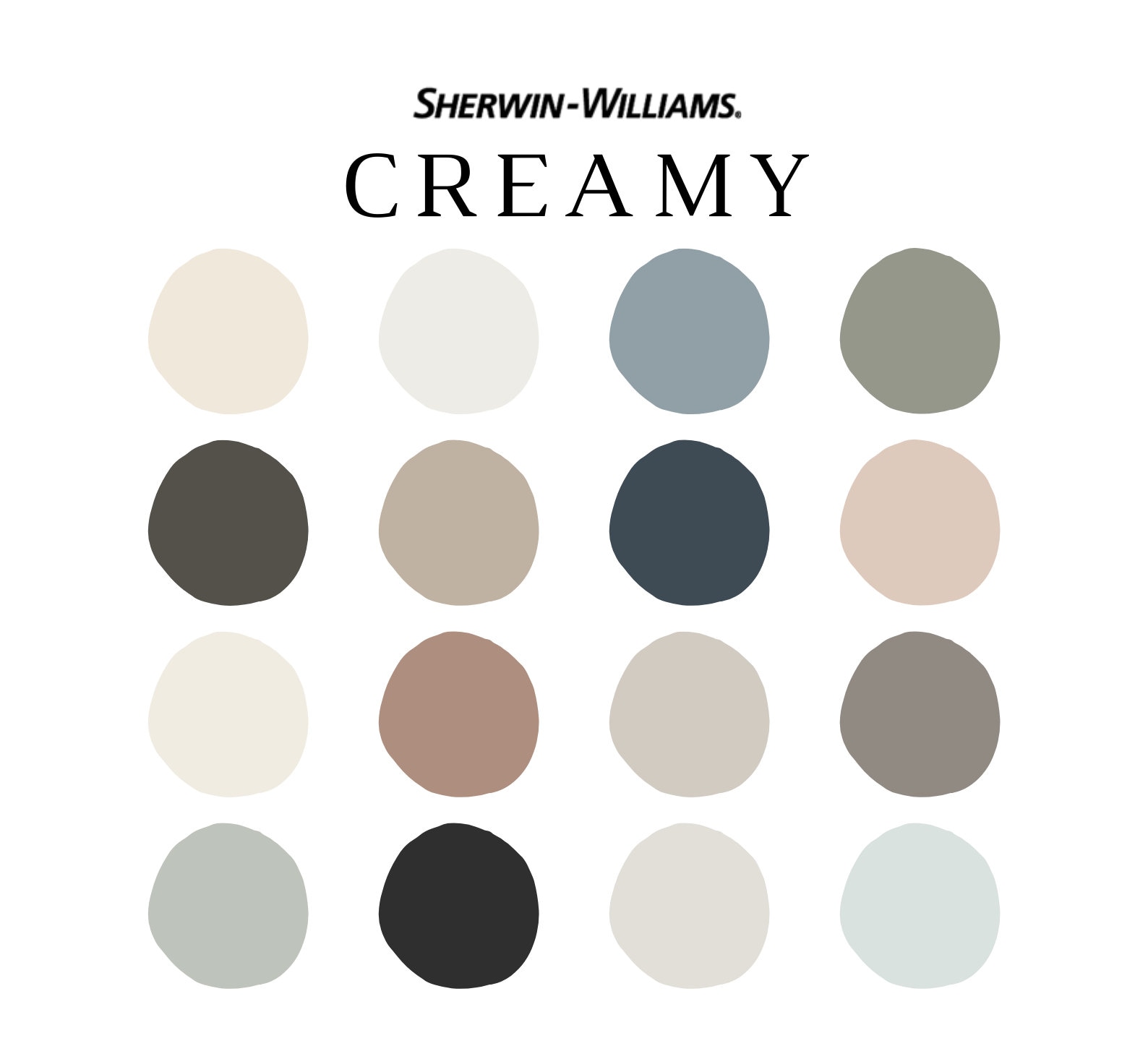Creamy Sherwin Williams Color Palette Creamy Cabinets Etsy
