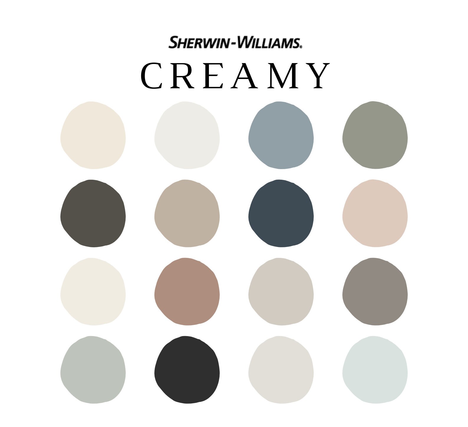 CREAMY Sherwin Williams Color Palette Creamy Cabinets - Etsy