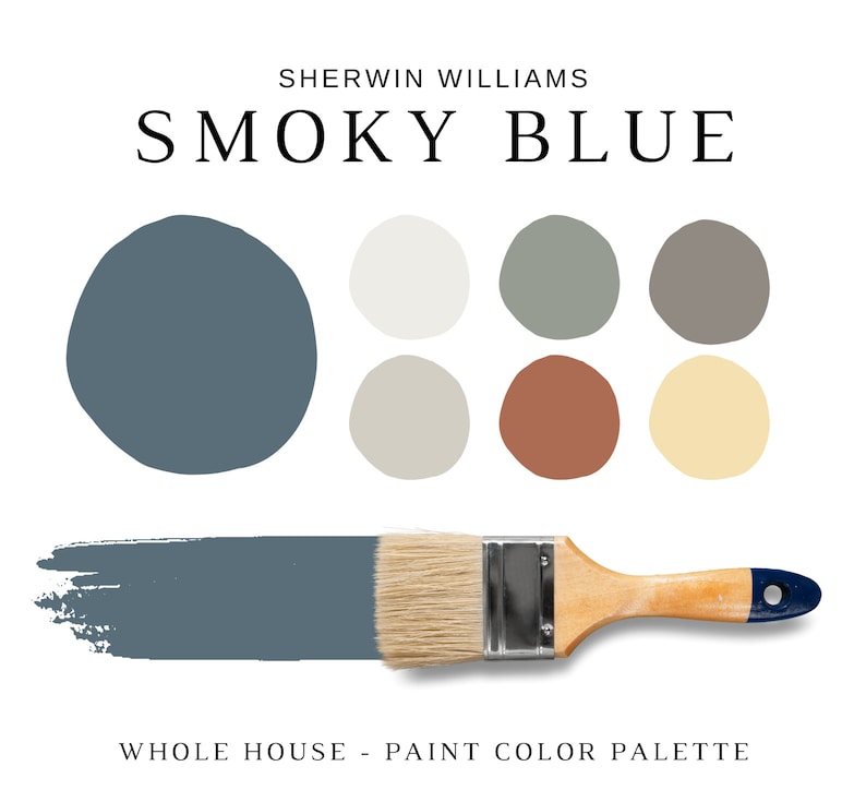 Sherwin Williams SMOKY BLUE Color Palette, Modern Interior Paint ...