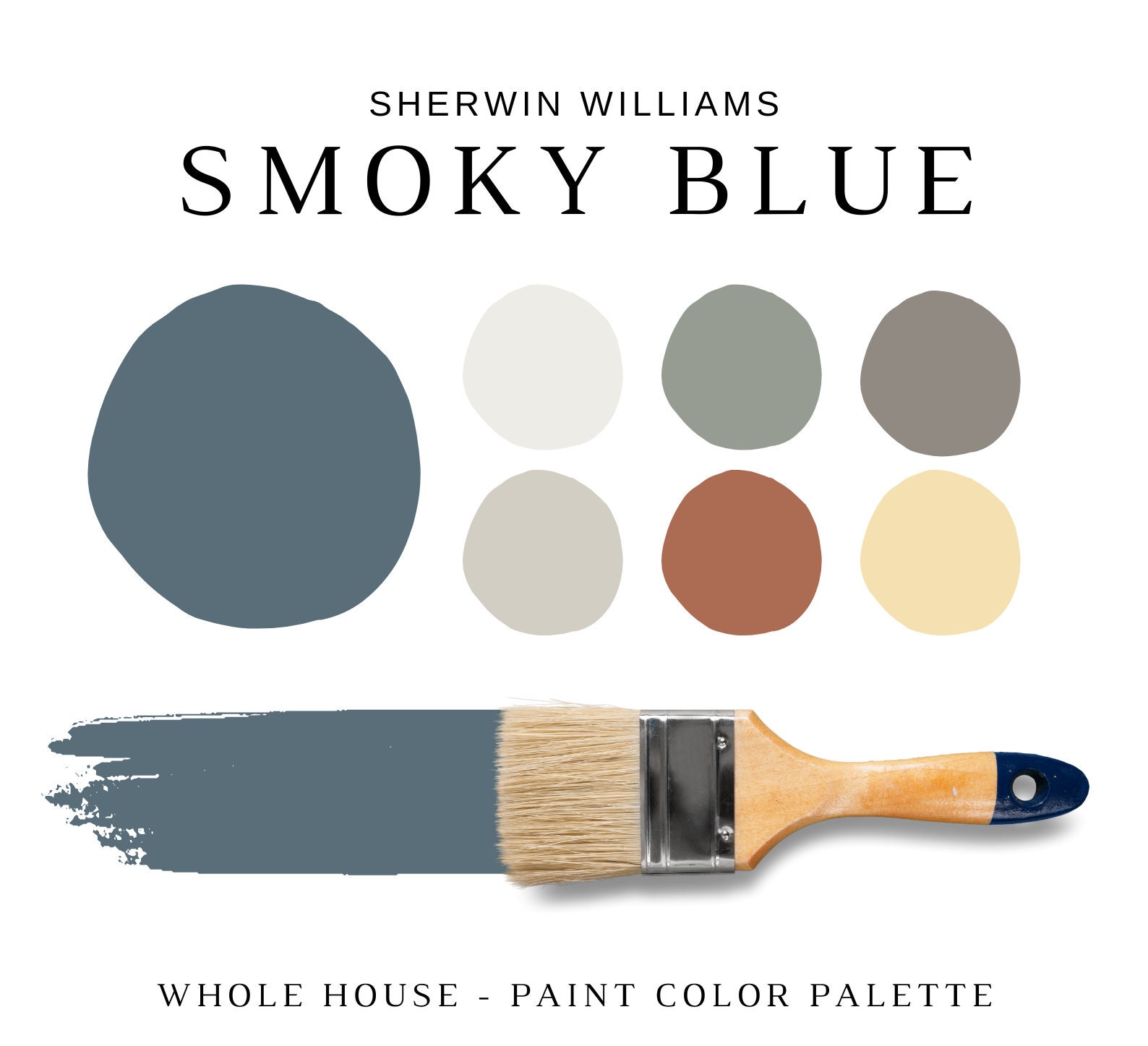 Sherwin Williams SMOKY BLUE Color Palette, Modern Interior Paint ...