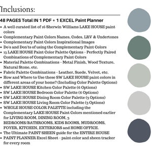 Sherwin Williams LAKE HOUSE Paint Palette, Lake Home Paint Colors ...