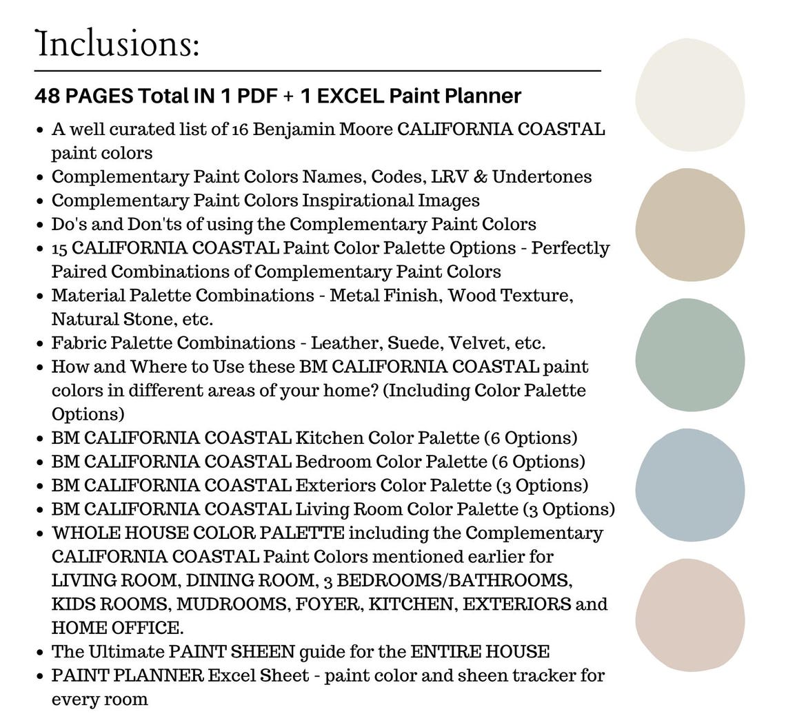 CALIFORNIA COASTAL Benjamin Moore Color Palettes, Benjamin Moore ...
