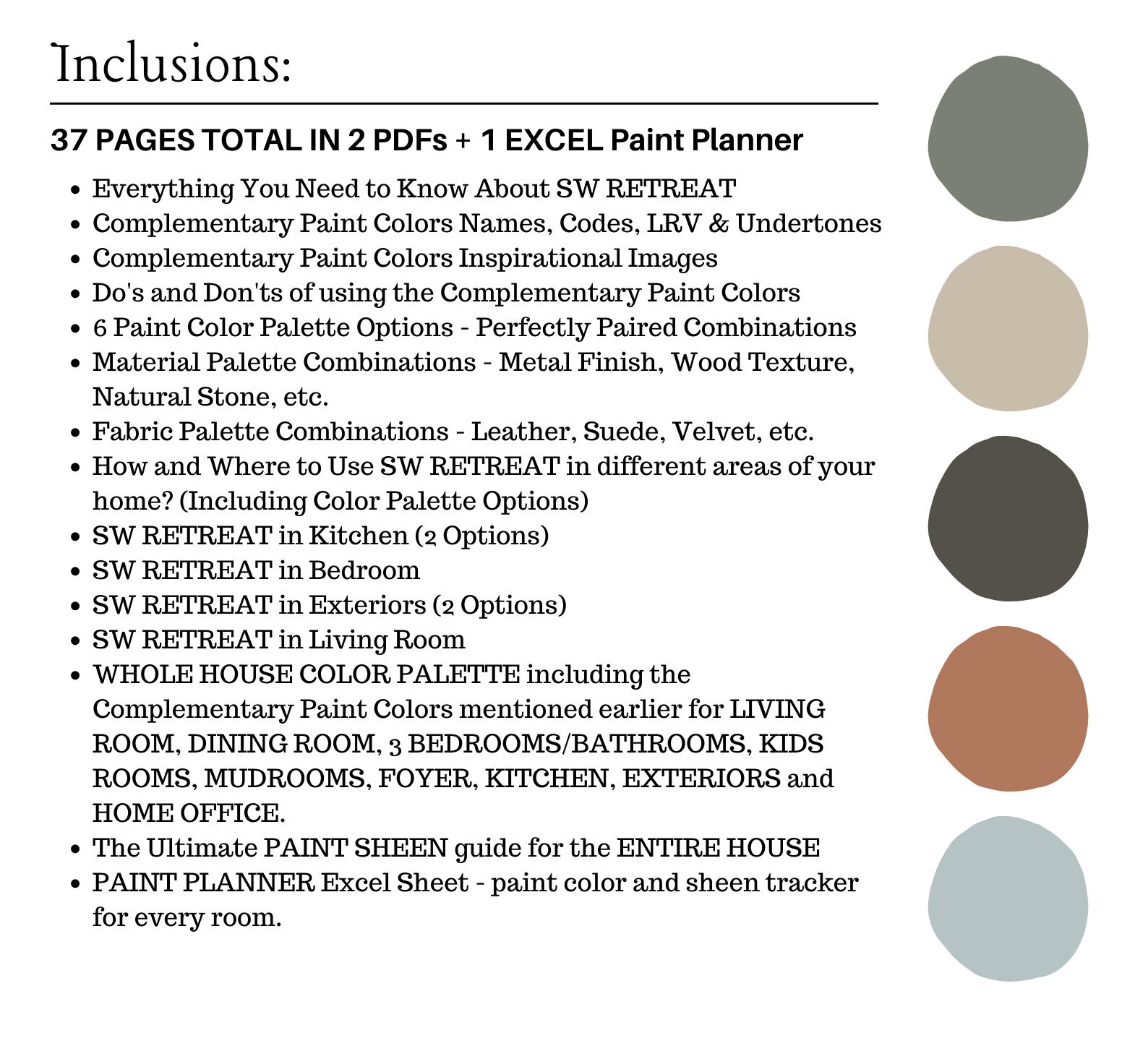 Sherwin Williams RETREAT Paint Color Palette, RETREAT Complementary ...