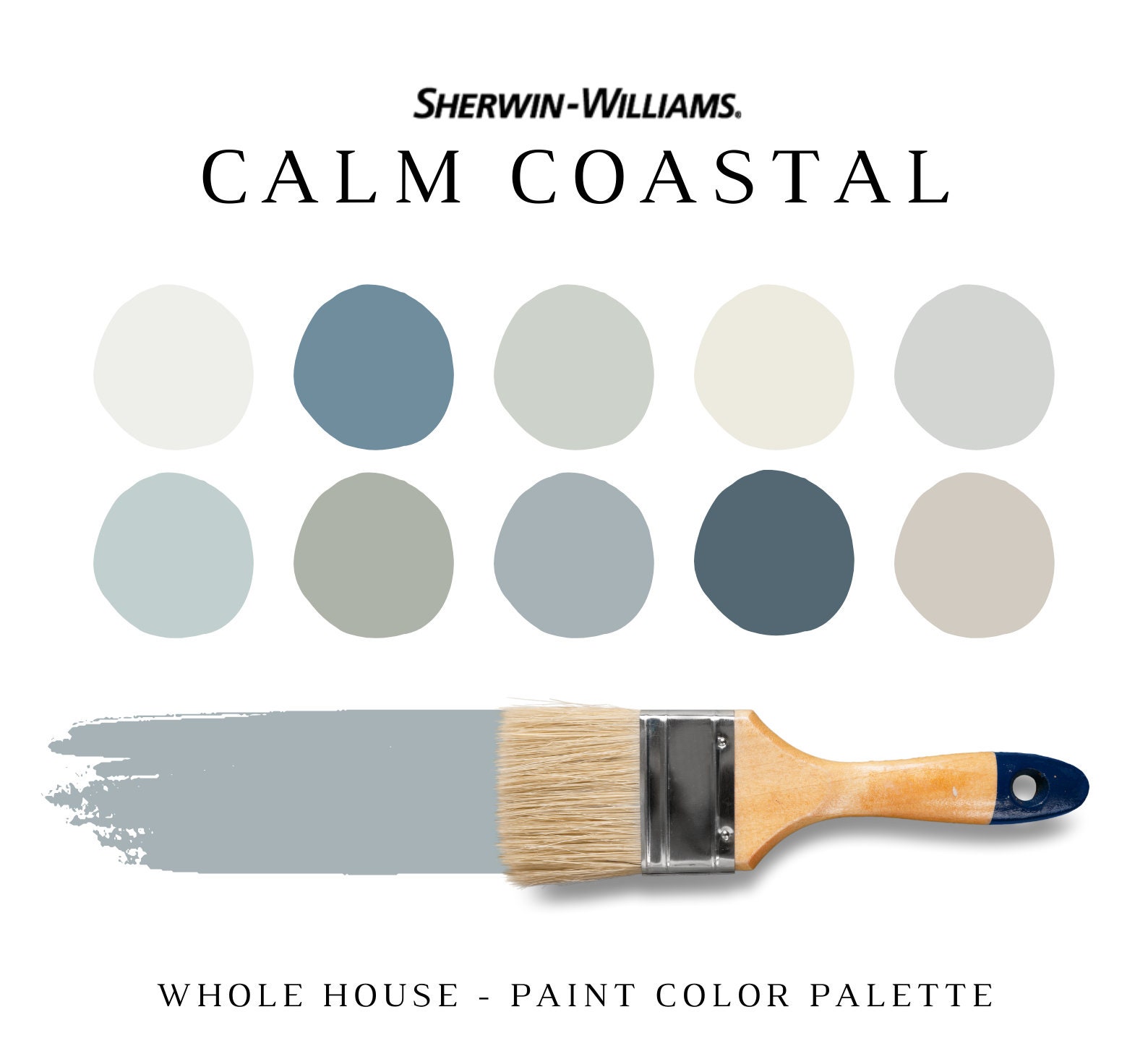 CALM COASTAL Paint Color Palette Sherwin Williams Coastal - Etsy