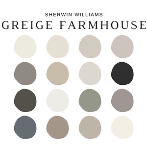 GREIGE FARMHOUSE Sherwin Williams Paint Palette, Greige Paint Colors ...