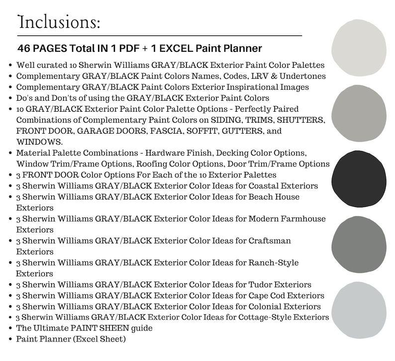 GRAY EXTERIOR Sherwin Williams Color Palette, Black Exterior House Colors, Exterior House Paint ...