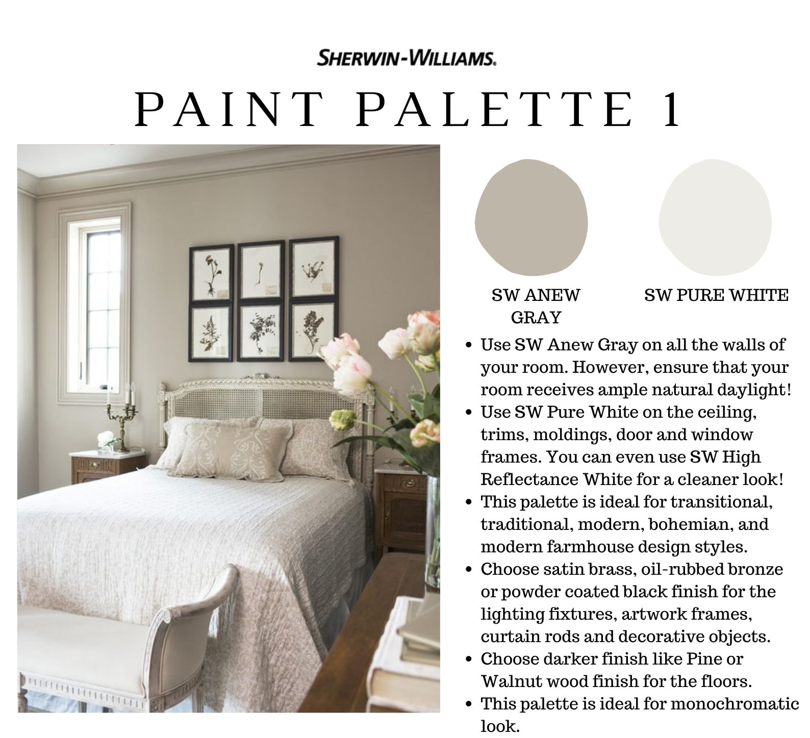 Sherwin Williams ANEW GRAY Color Palette Neutral Colors for - Etsy ...