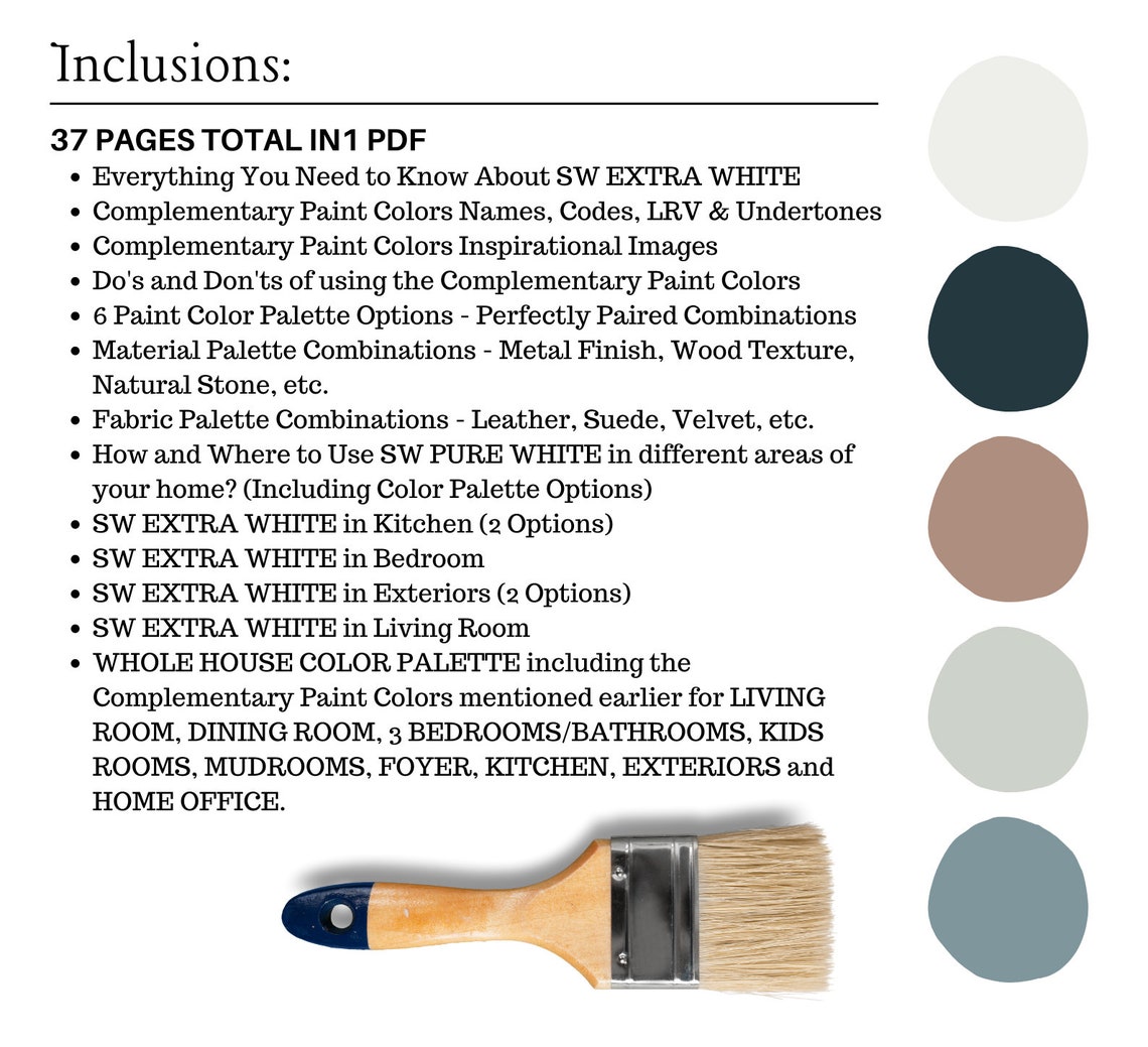 EXTRA WHITE Color Palette Sherwin Williams Best White Wall - Etsy