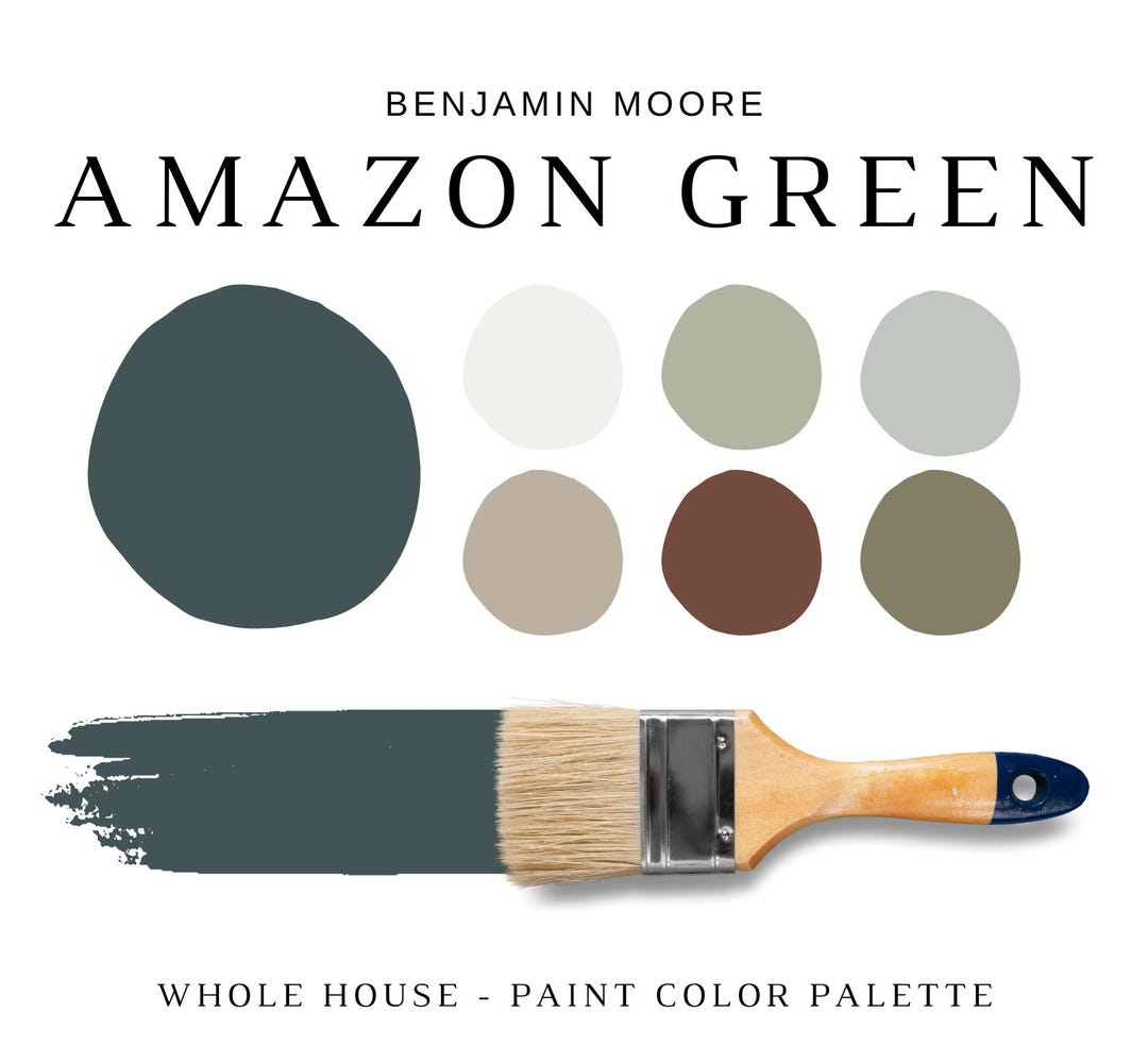 Benjamin Moore AMAZON GREEN Color Palette, Dark Green Paint for Wall ...