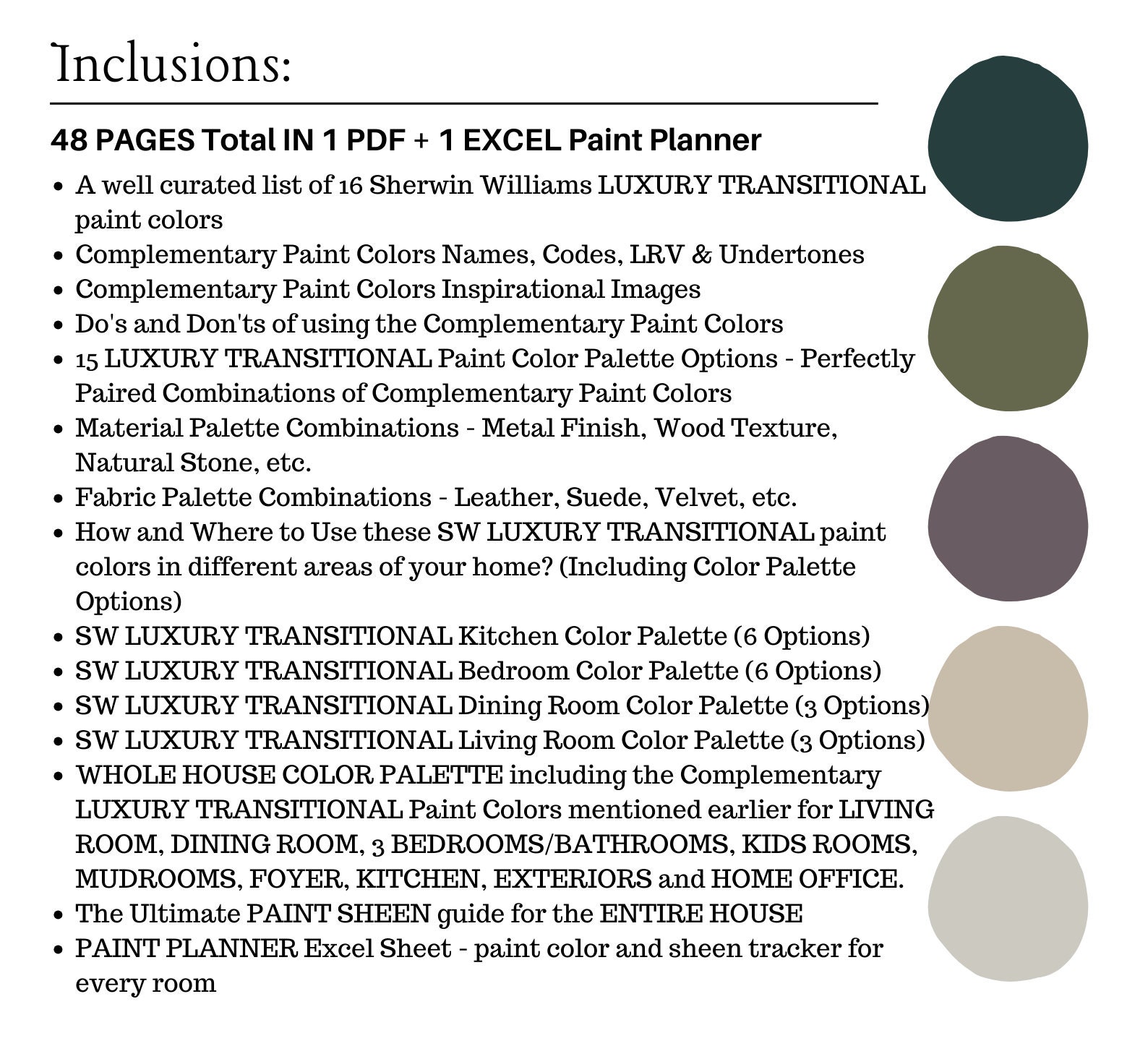 LUXURY TRANSITIONAL Sherwin Williams Color Palette, MODERN Color ...