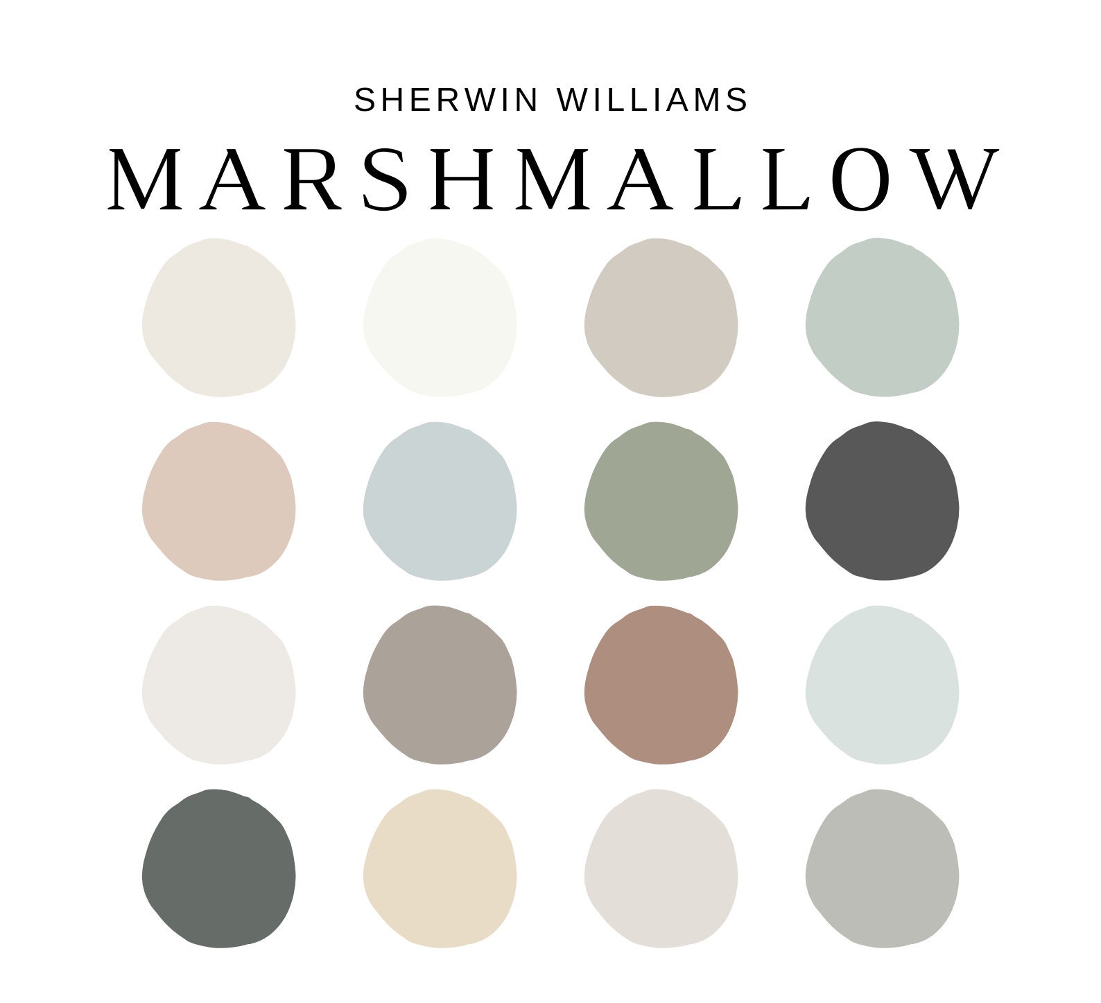Sherwin Williams MARSHMALLOW Color Palette, Eggshell White Paint ...