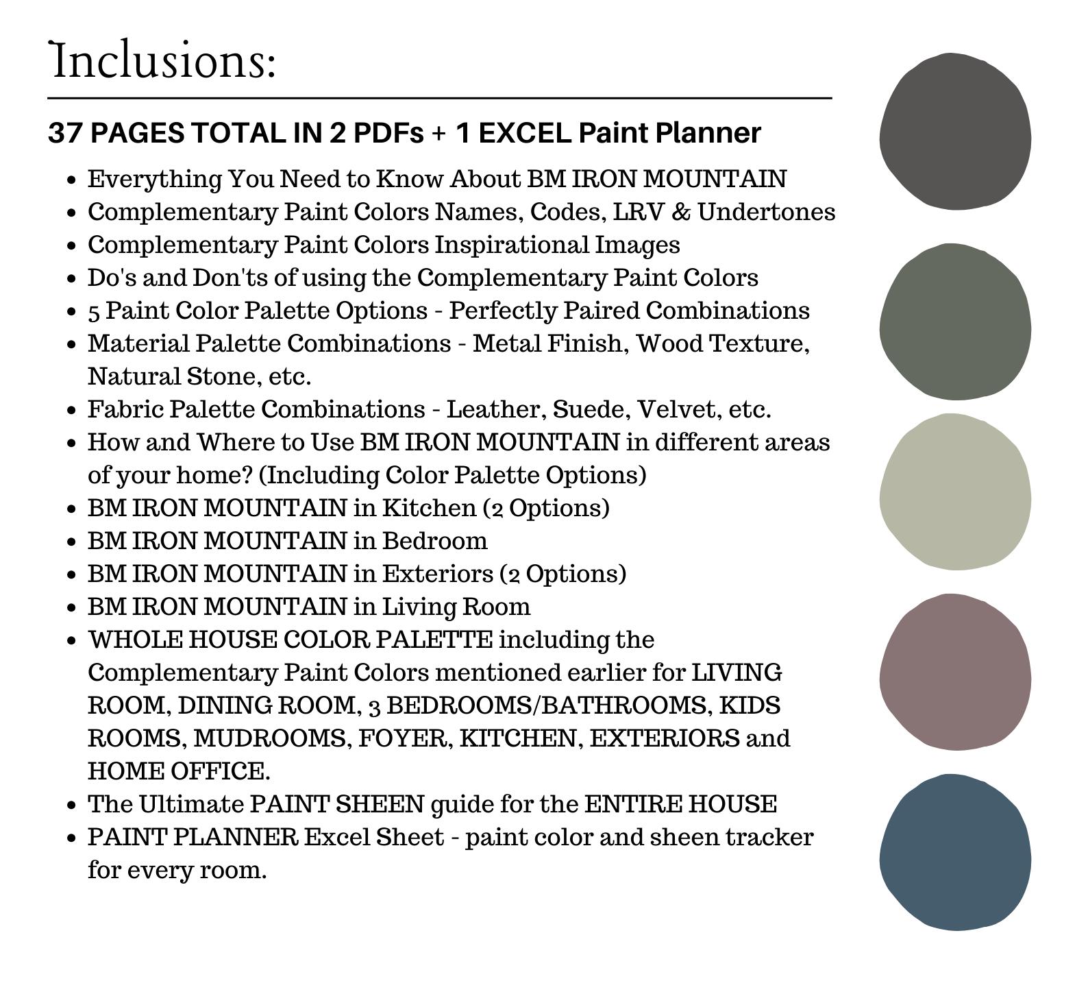 Benjamin Moore IRON MOUNTAIN Color Palettes, Iron Mountain Coordinating ...