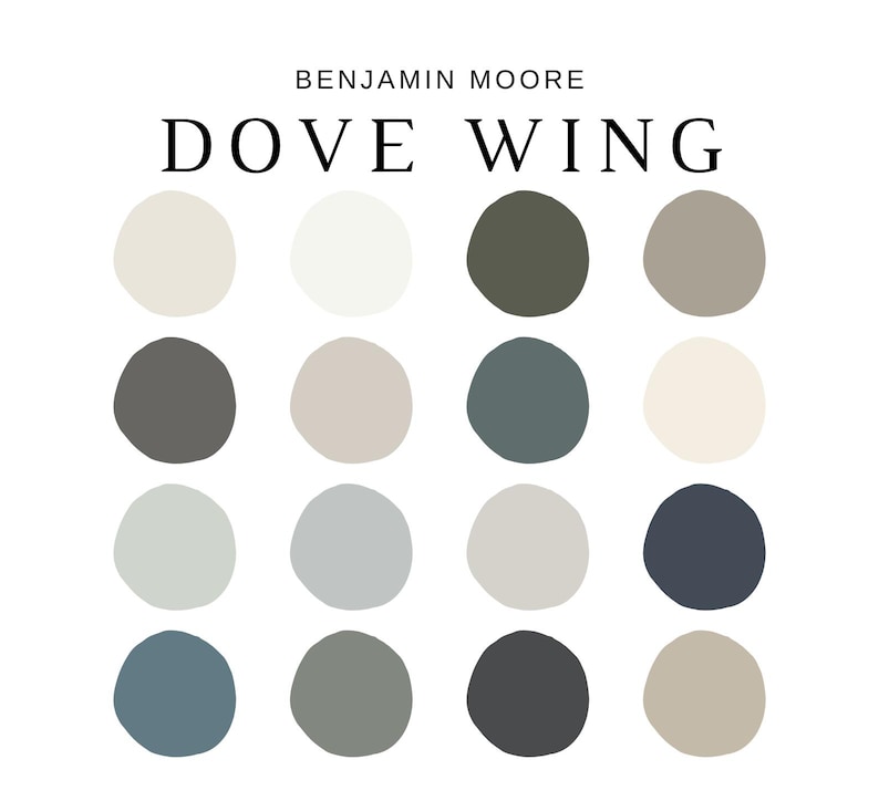Benjamin Moore DOVE WING Color Palette, Modern Color Scheme, Dove Wing ...