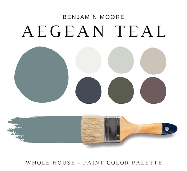 Benjamin Moore AEGEAN TEAL Color Palette, Teal Wall Accents, Aegean ...