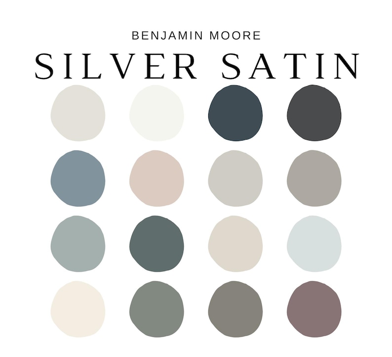 SILVER SATIN Benjamin Moore Color Palette, Gray Paint for Walls, Silver ...