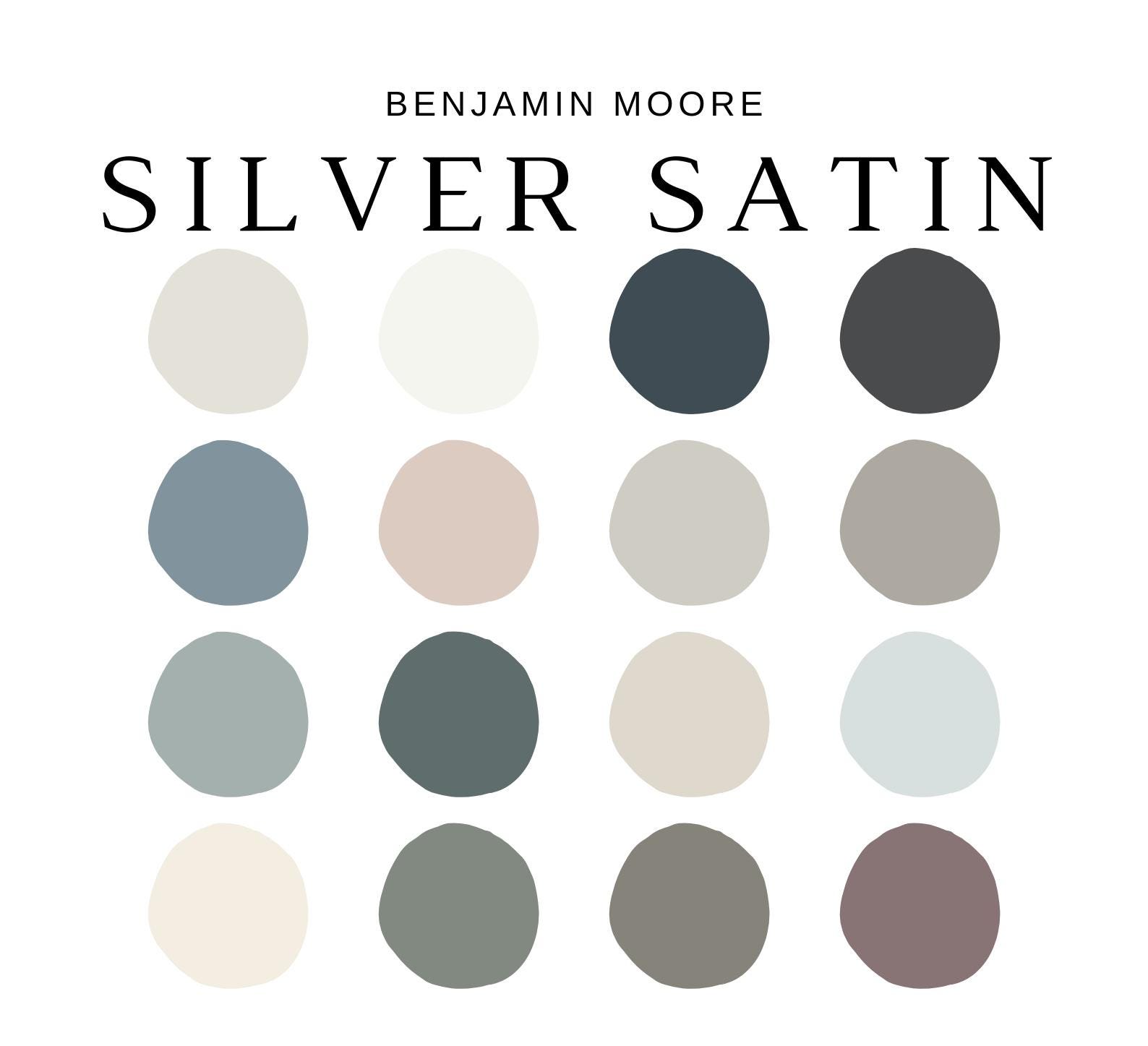 SILVER SATIN Benjamin Moore Color Palette, Gray Paint for Walls, Silver ...