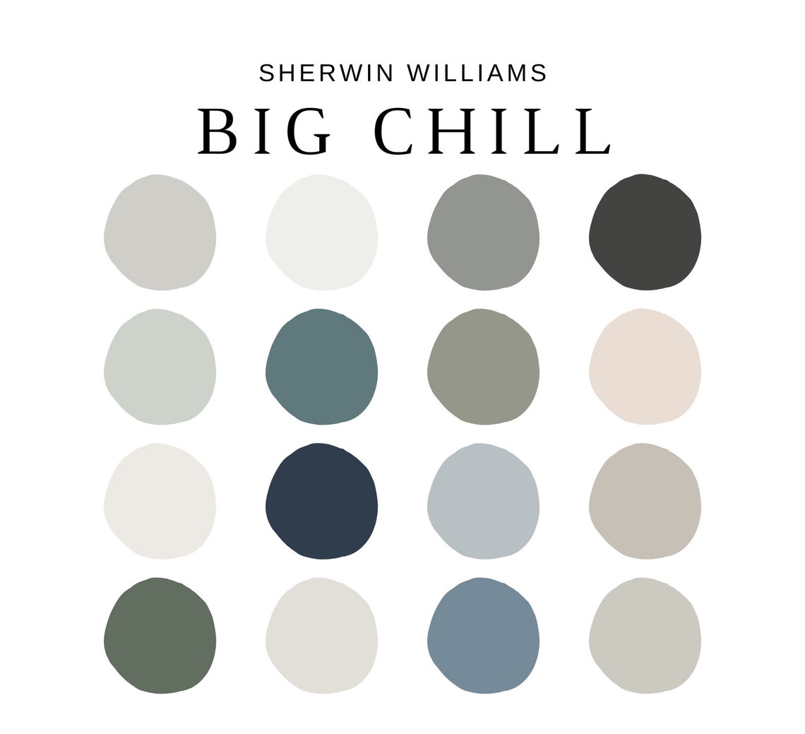 Sherwin Williams BIG CHILL Paint Palette, Sherwin Williams Light Gray ...