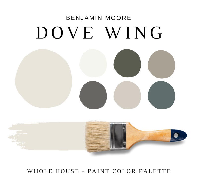 Benjamin Moore DOVE WING Color Palette, Modern Color Scheme, Dove Wing ...