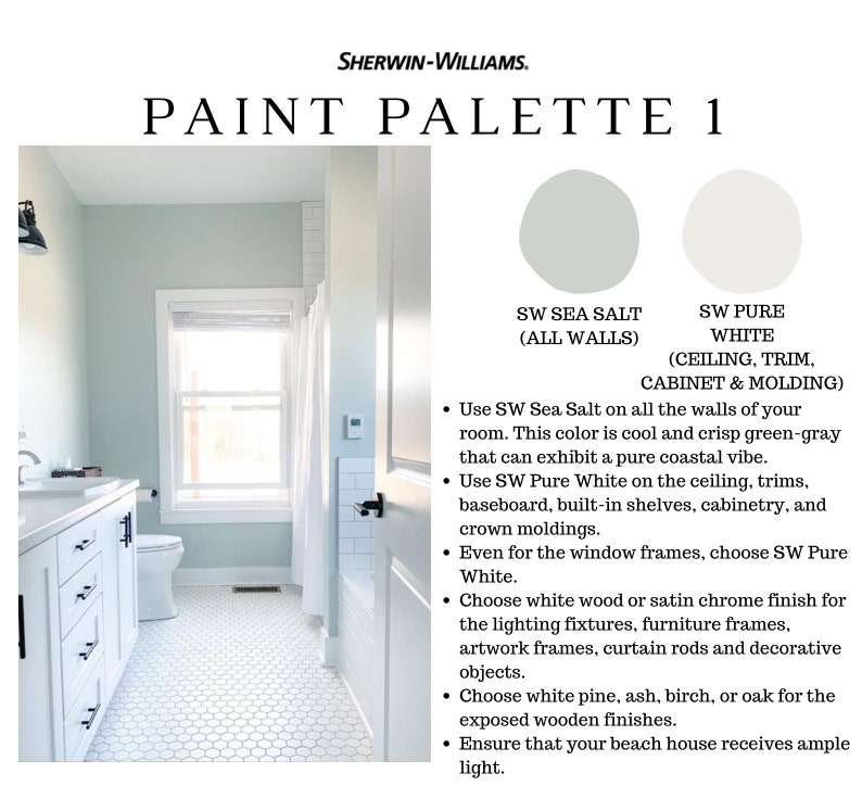 BEACH HOUSE Sherwin Williams Paint Color Palette Calm - Etsy