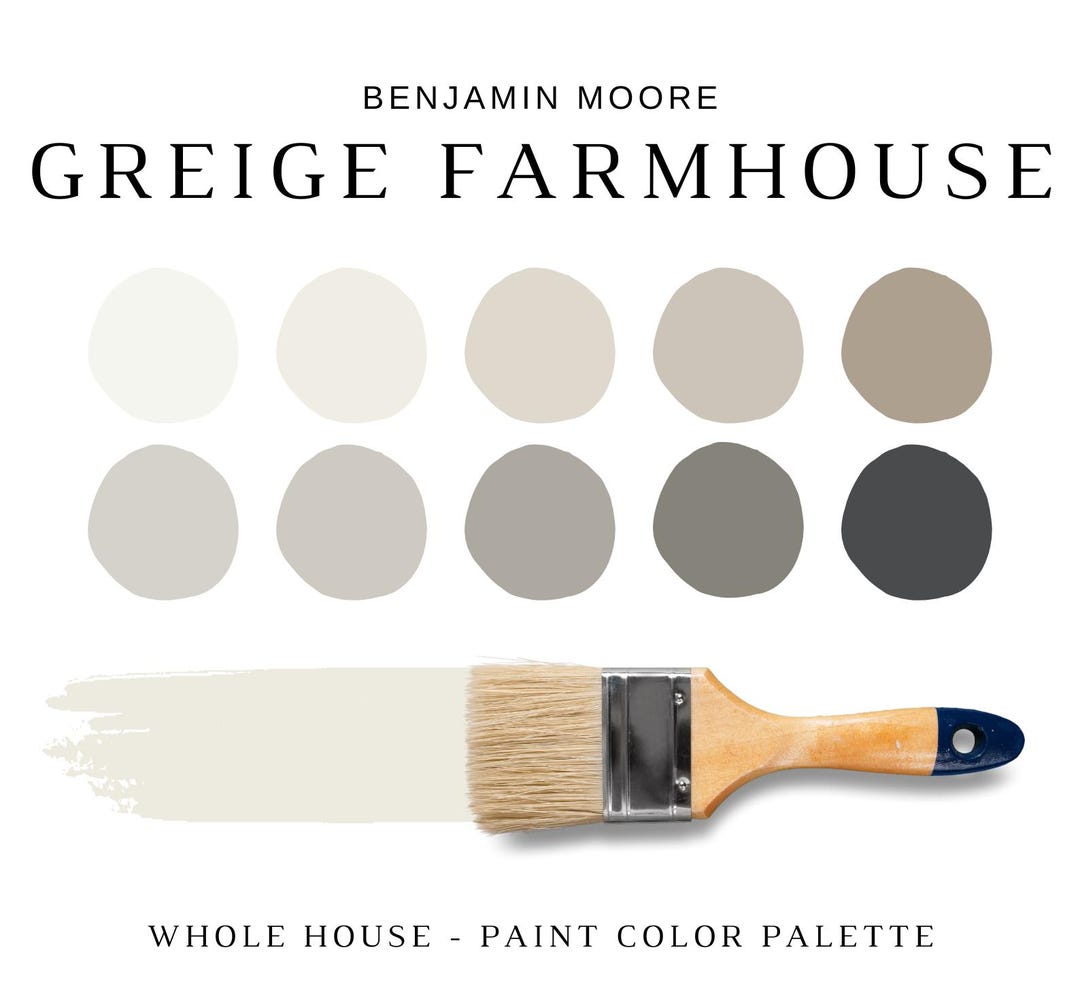 Benjamin Moore GREIGE FARMHOUSE Paint Palette, Greige Paint Colors ...