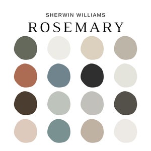 Sherwin Williams ROSEMARY Paint Palette, Green Color Scheme, Whole ...