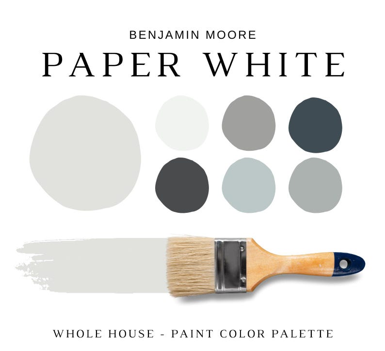 Benjamin Moore PAPER WHITE Color Palette, Light Gray Paint, Paper White ...