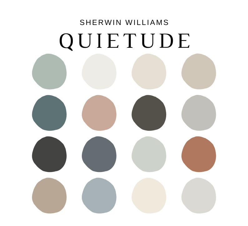 Sherwin Williams QUIETUDE Color Palette, Beach House Colors, 2025 Paint ...