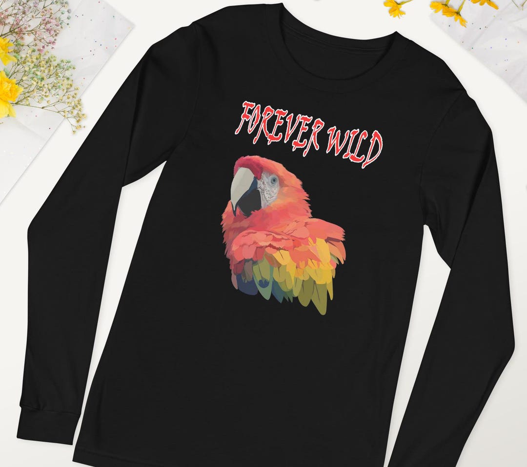 Scarlet Macaw Shirt for Parrot Lovers, Bird Long Sleeve Saves Birds ...