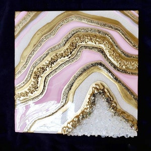 Pink Resin Geode Art / Geode Resin Wall Art / Resin Painting / Epoxy ...