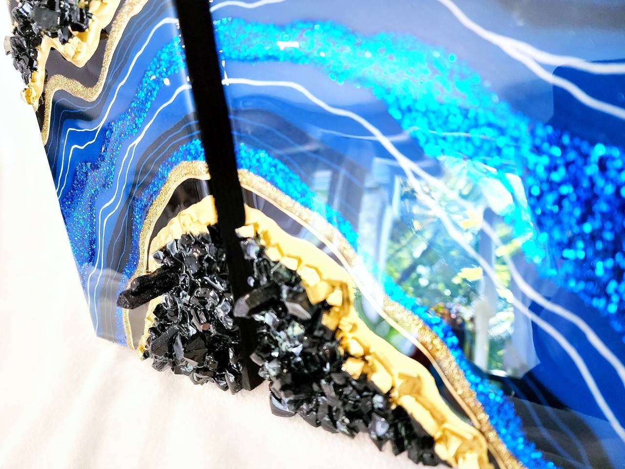 Blue Resin Geode Wall Art / Geode Resin Wall Art / Resin Painting ...