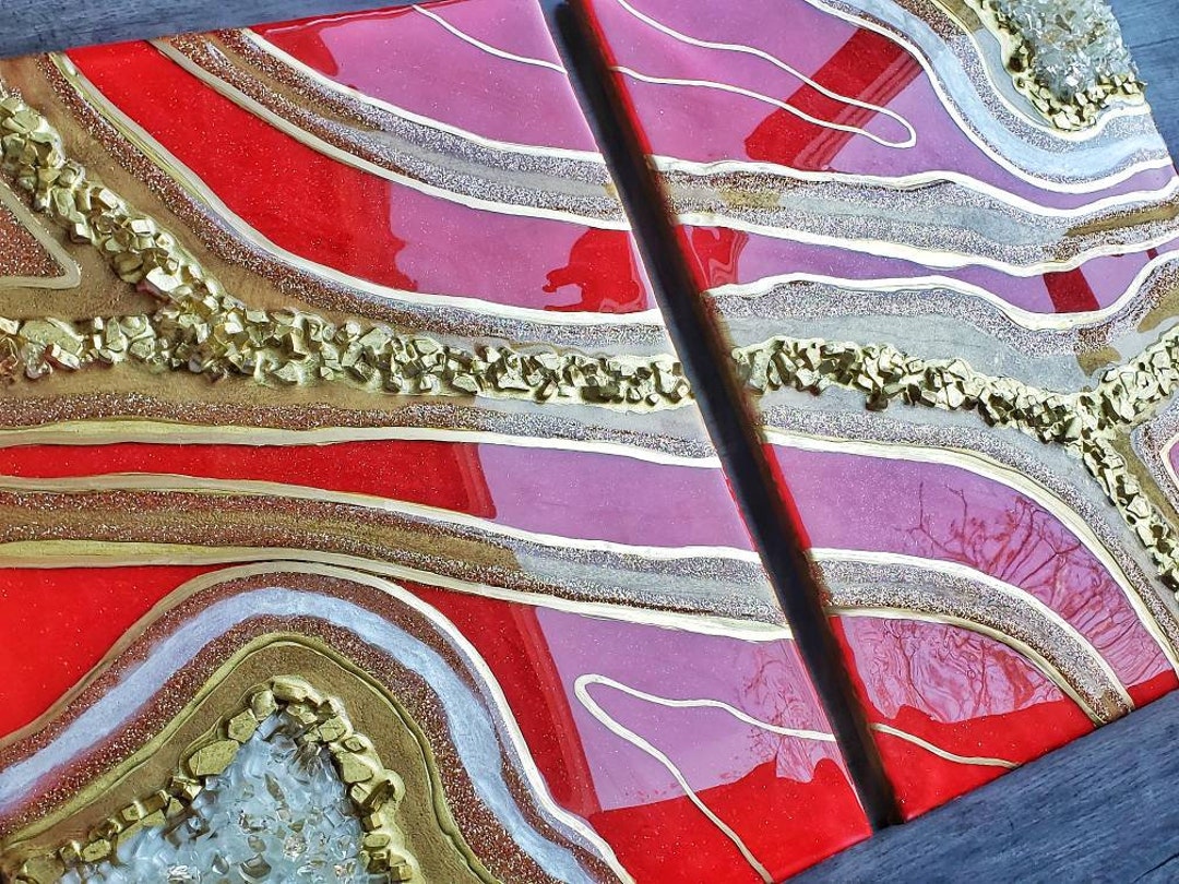 Red Geode Painting / Geode Resin Wall Art / Resin Geode Art / Epoxy ...
