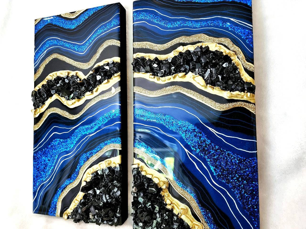Blue Resin Geode Wall Art / Geode Resin Wall Art / Resin Painting ...