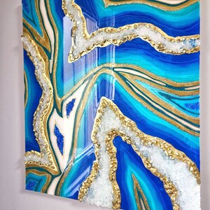 Blue Geode Resin Wall Art / Teal Geode Resin Painting / Resin Geode ...