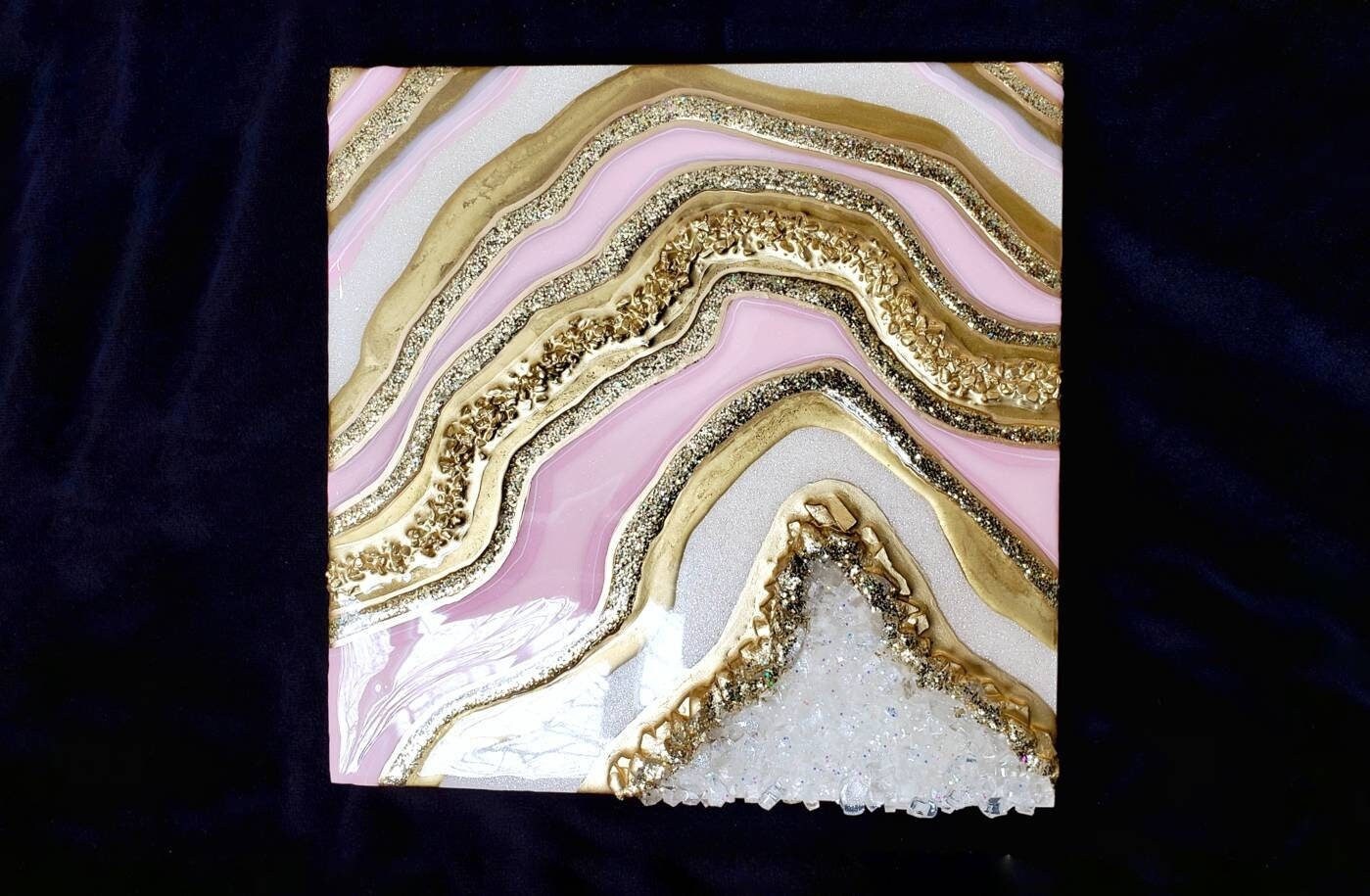 Pink Resin Geode Art / Geode Resin Wall Art / Resin Painting / Epoxy ...