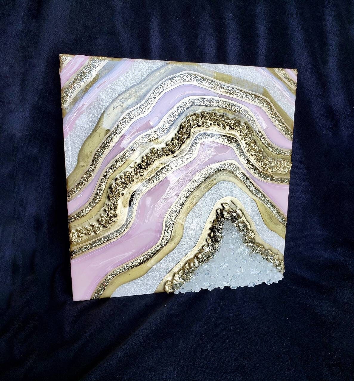 Pink Resin Geode Art / Geode Resin Wall Art / Resin Painting / Epoxy ...
