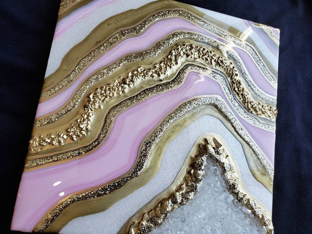 Pink Resin Geode Art / Geode Resin Wall Art / Resin Painting / Epoxy ...