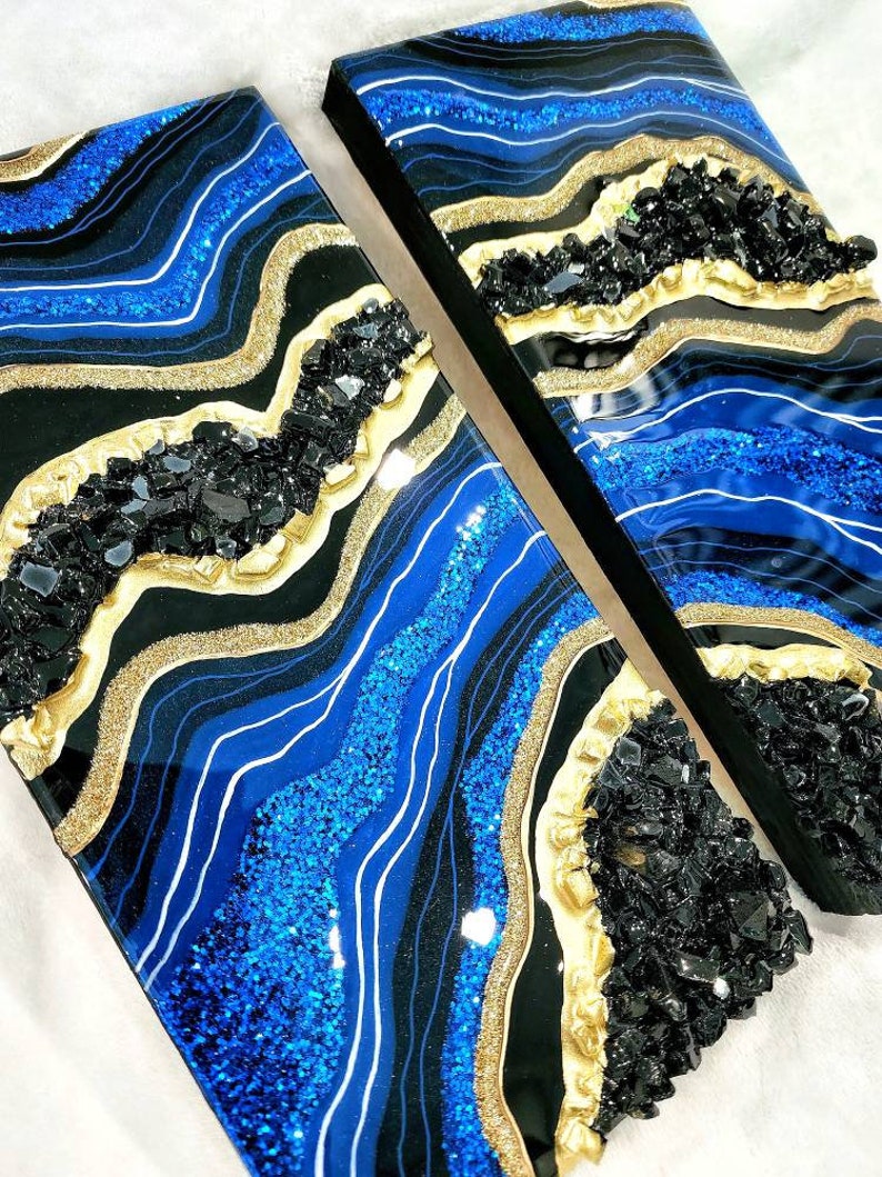 Blue Resin Geode Wall Art / Geode Resin Wall Art / Resin Painting ...