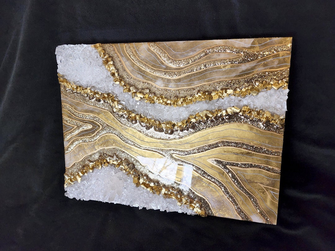 Gold Geode Resin Art / Resin Geode Wall Art / Geode Resin Painting ...